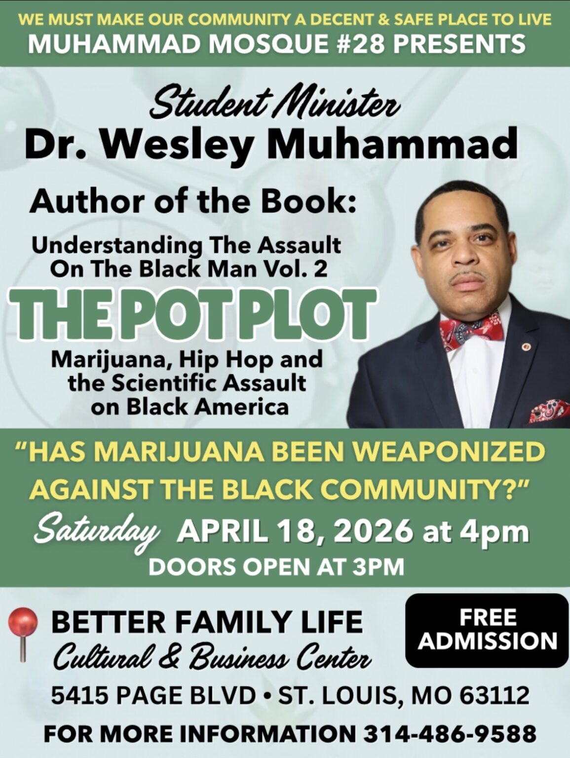 Dr. Wesley Muhammad to Headline Community Forum on Marijuana, Culture ...